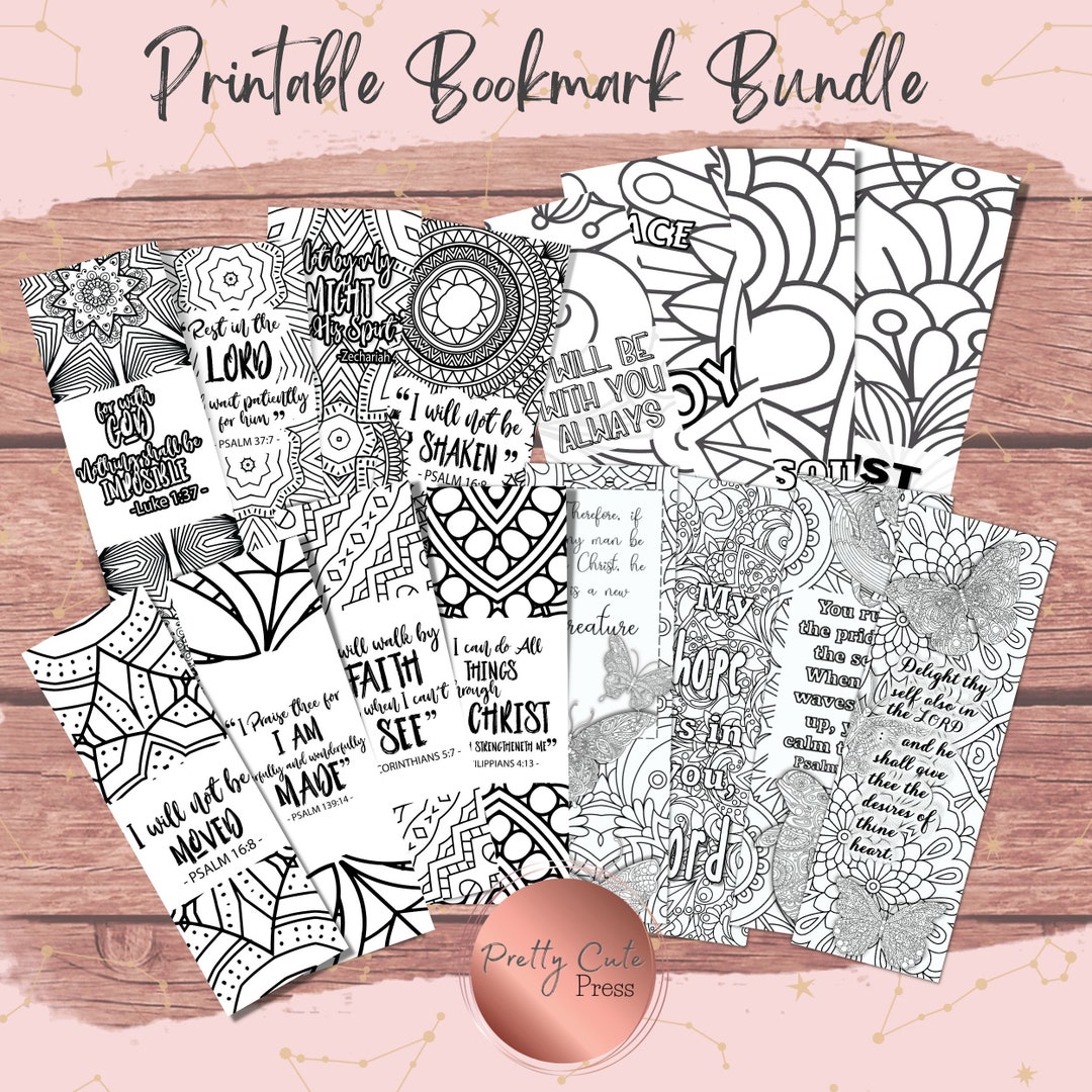 Colorable Bible Verse Bookmark Bundle, Color Your Own Scripture Book ...