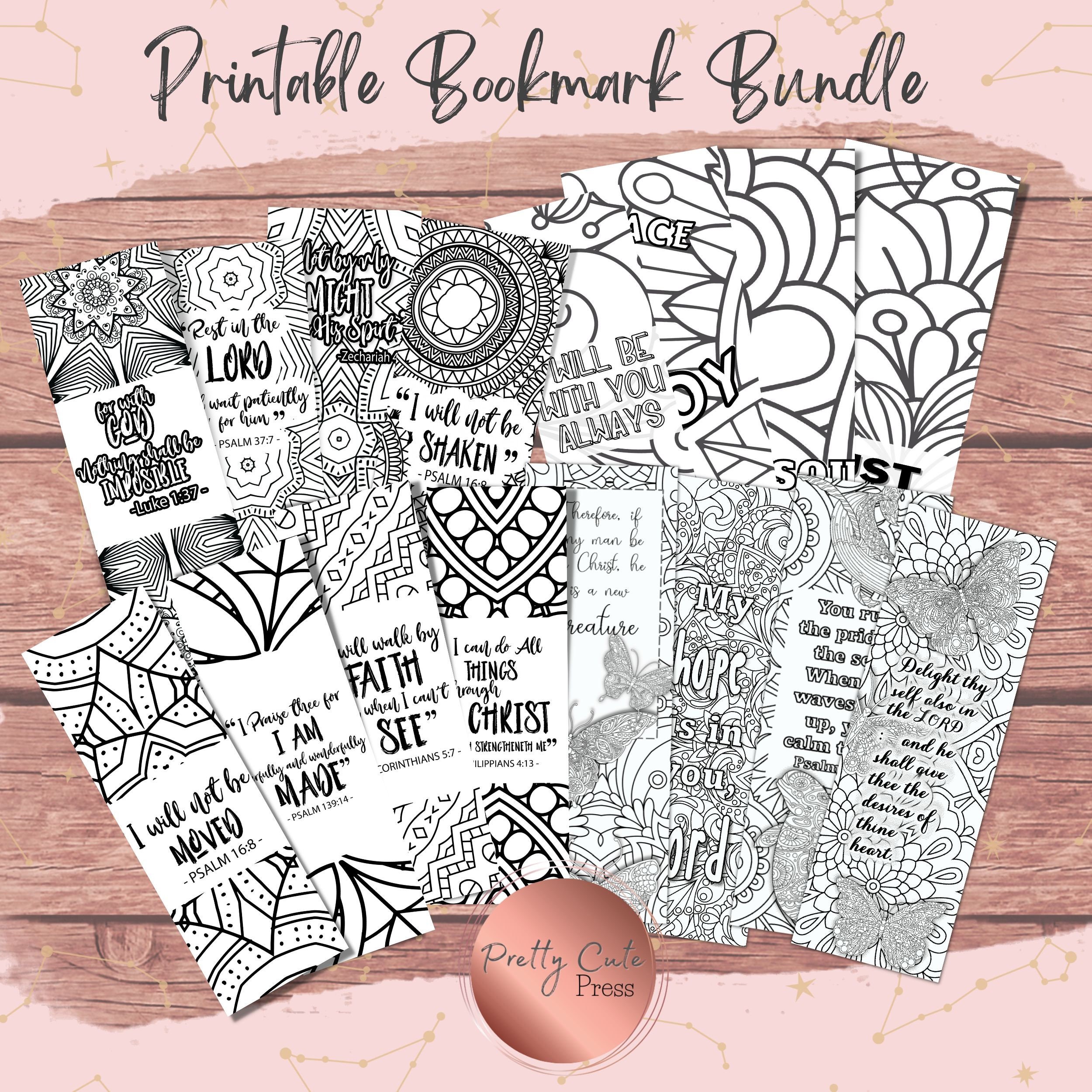 Colorable Bible Verse Bookmark Bundle, Color Your Own Scripture Book ...