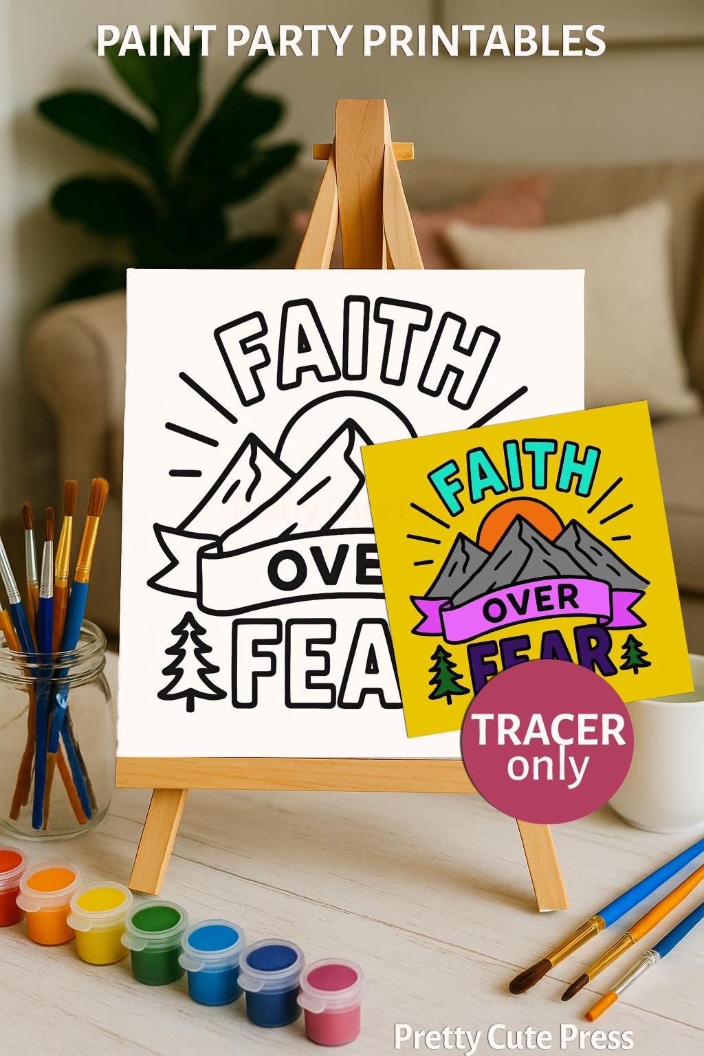 Paint Party Tracer Faith Over Fear - Christian DIY Canvas Transfer ...