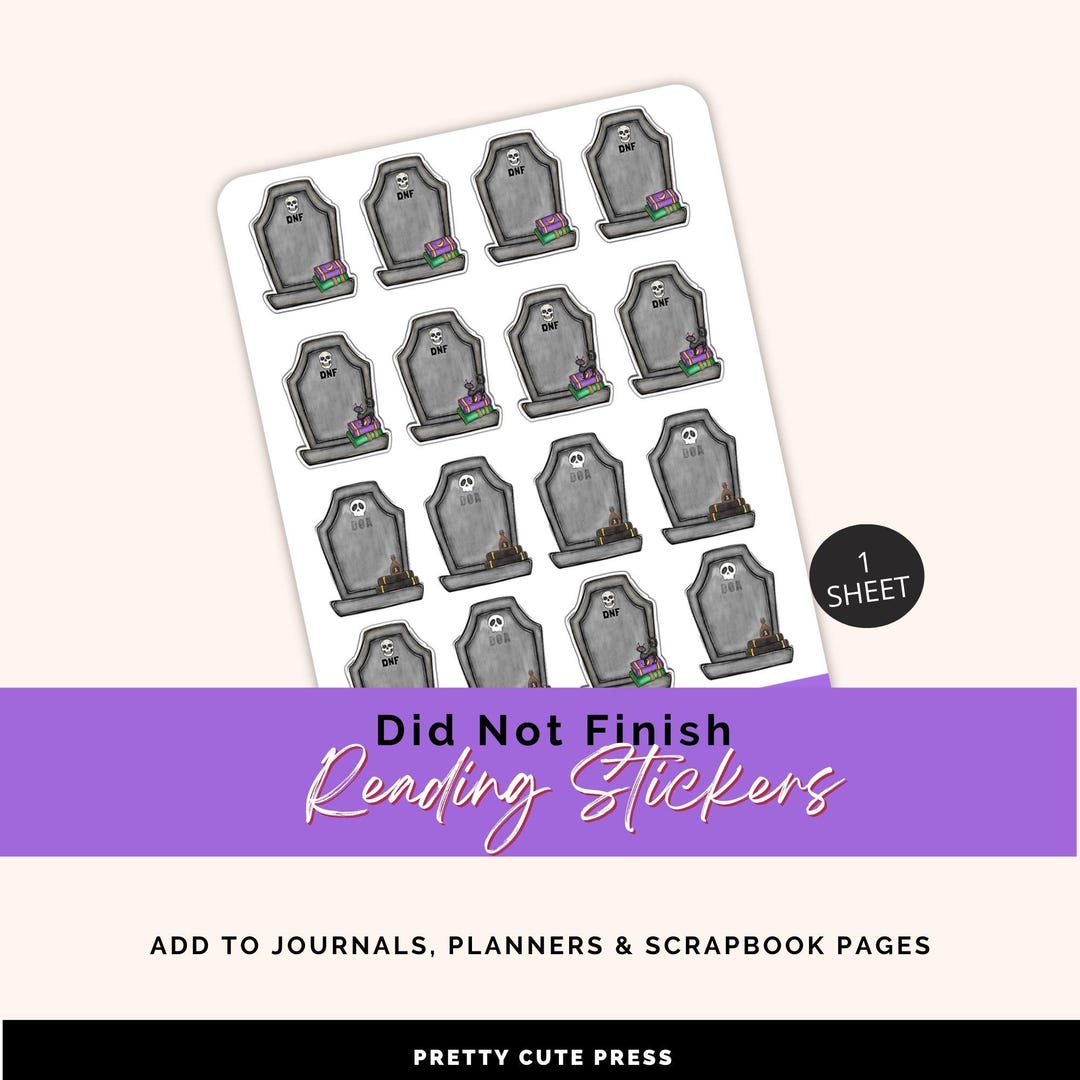 DNF GRAVEYARD Did Not Finish Reading Tracker Sticker Sheet Book Journal Log Print & Cut ...