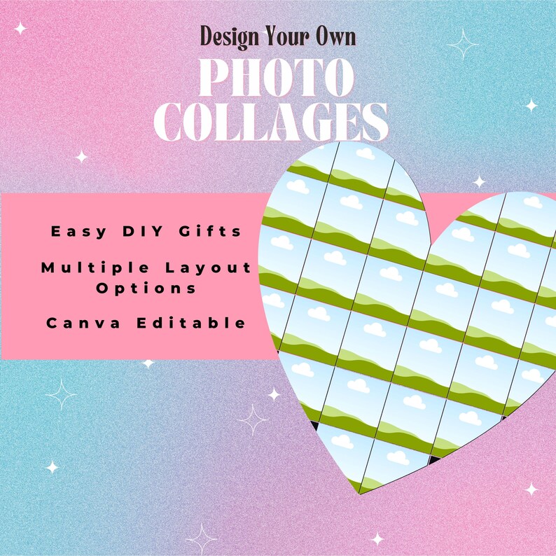 Heart Shape Photo Collage Template Customizable Canva Frames for ...
