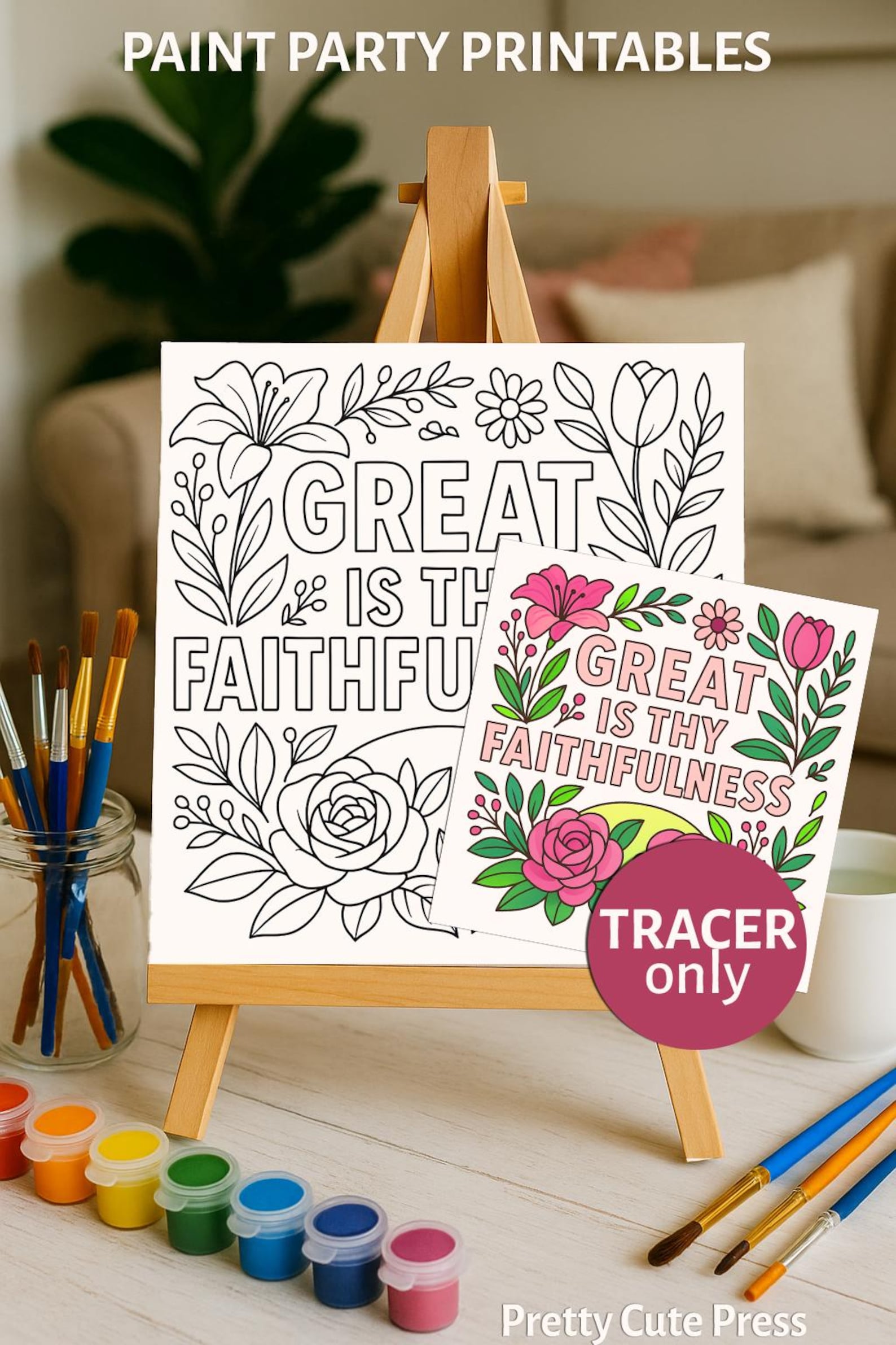 Paint Party Printable DIY Christian Art Painting Tracers, Vacation ...