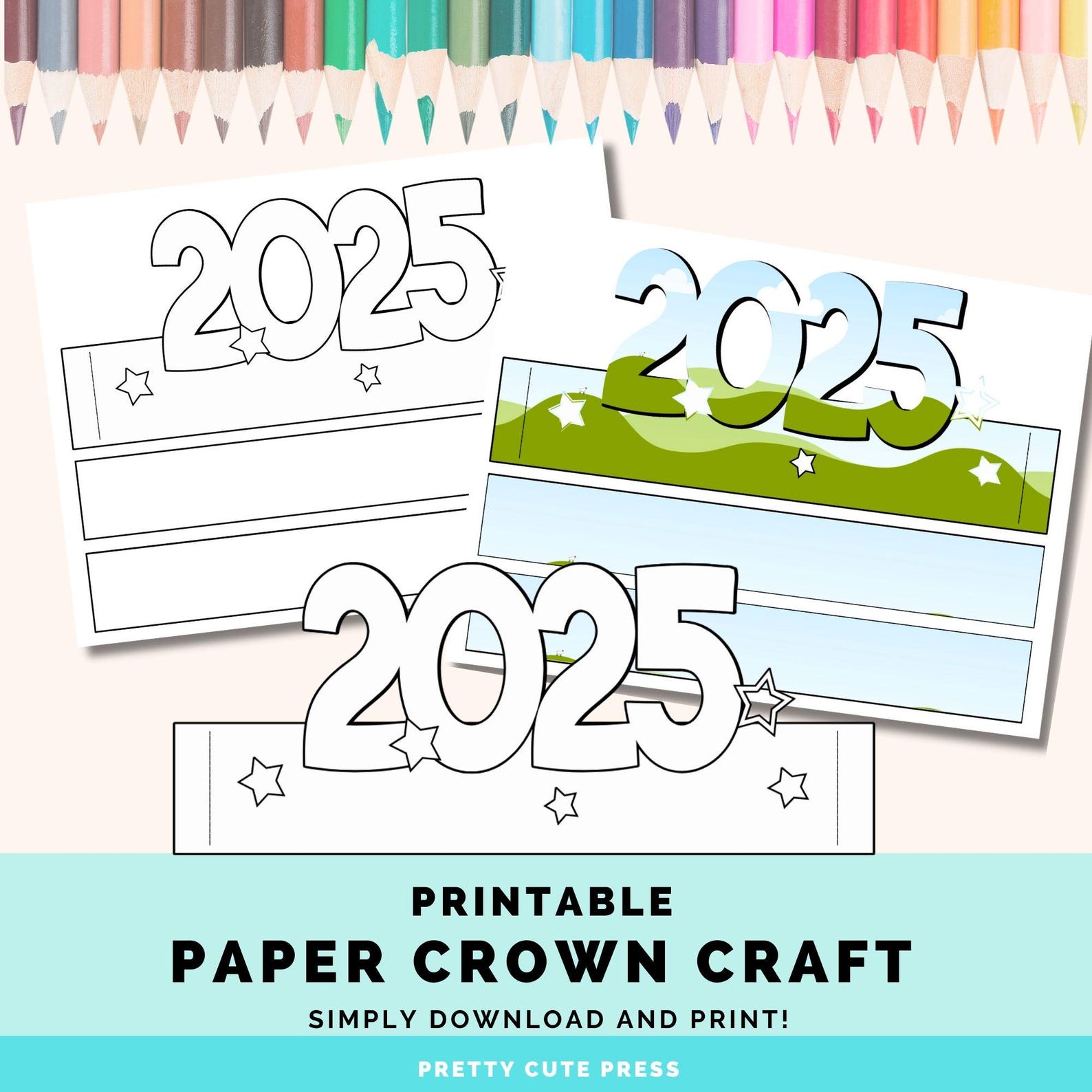 New Year's Paper Crown - Cut and Color Headband Craft Activity for Kids ...