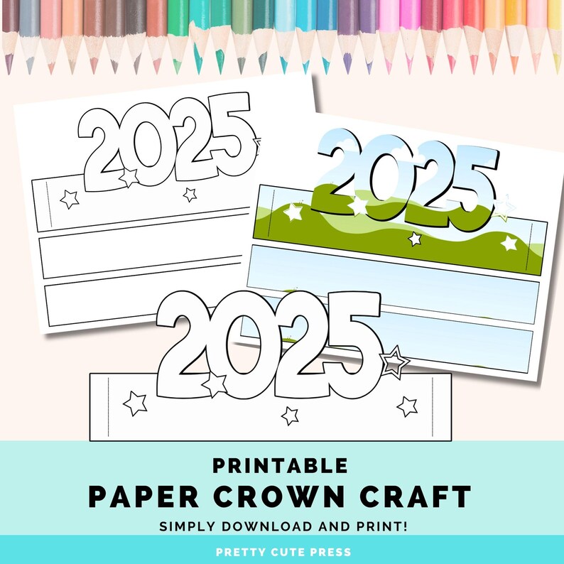 New Year's Paper Crown - Cut and Color Headband Craft Activity for Kids ...