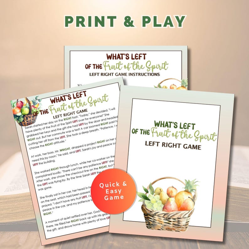 Fruit of the Spirit Themed Left Right Game, Fun Women's Ministry ...
