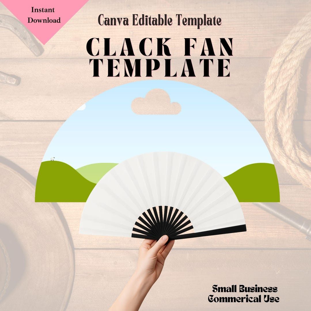 Clack Fan Template | Canva Editable DIY Fan for Graduation, Trail Rides ...