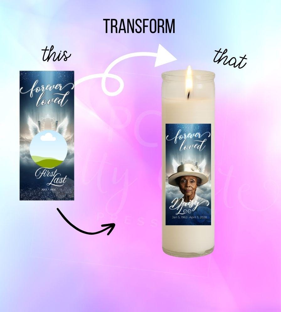 Memorial Candle Label Canva Template, Forever Loved Tribute Design ...