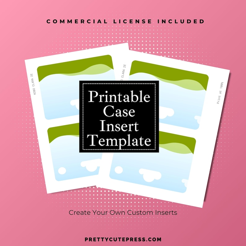 Printable Kobo Clara 2E Ereader Case Insert Template Custom Canva Frame ...