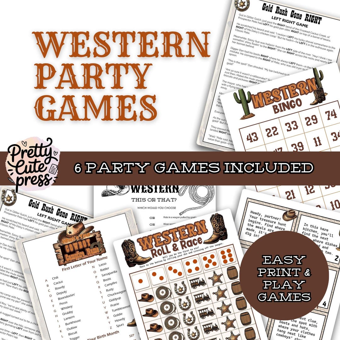 Western Party Games for Kids & Families – Scavenger Hunt, Bingo, Wild ...