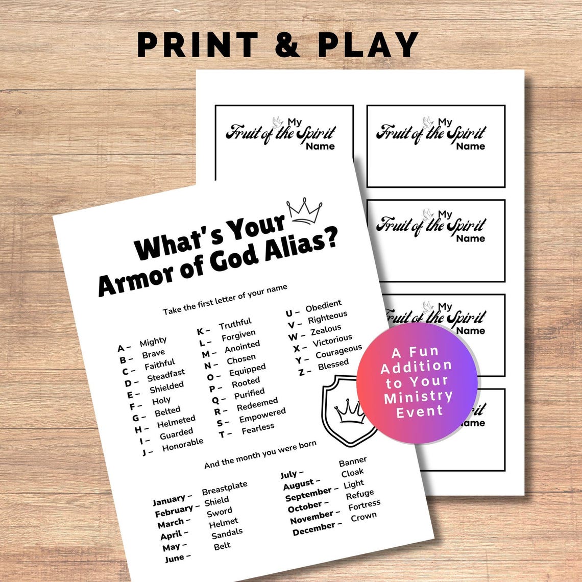 What’s Your Armor of God Name Game + Name Tags Stickers – Fun Christian ...