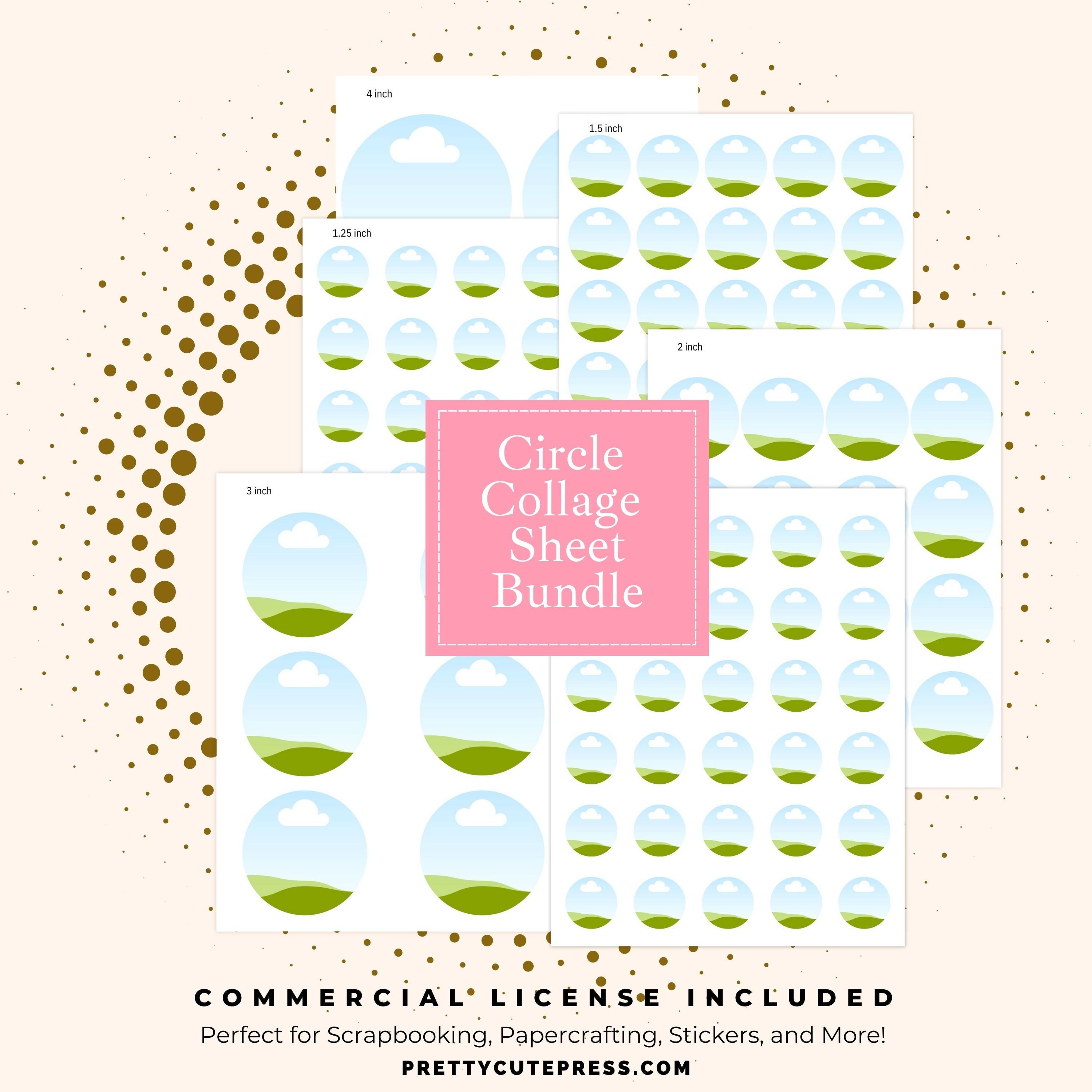 Circle Collage Sheet Template Bundle, Custom Canva Frame, Inchies ...
