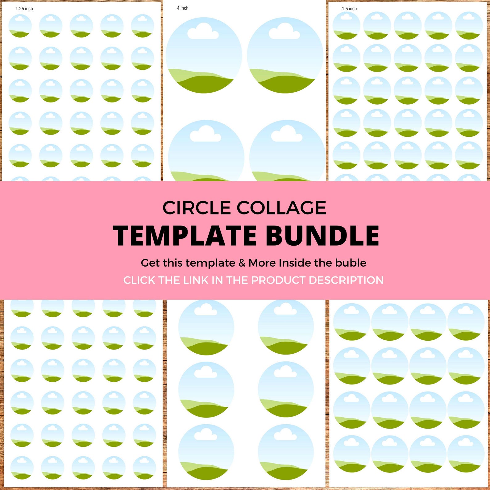 3" Round Circle Template Custom Canva Frame DIY Blank Collage Sheet for ...