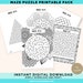 Maze Puzzle Printable for Adults and Teens, Variety Pack of Mazes ...