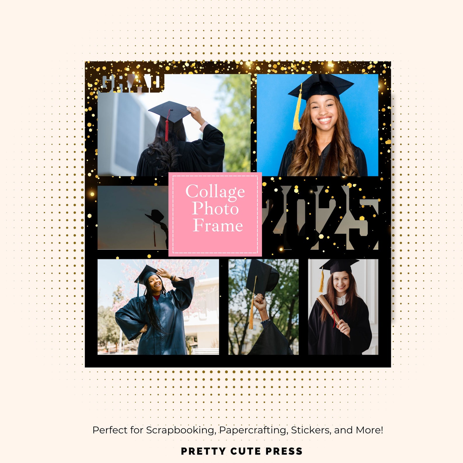 Graduation Photo Collage Template Customizable Canva Frame Layout for ...