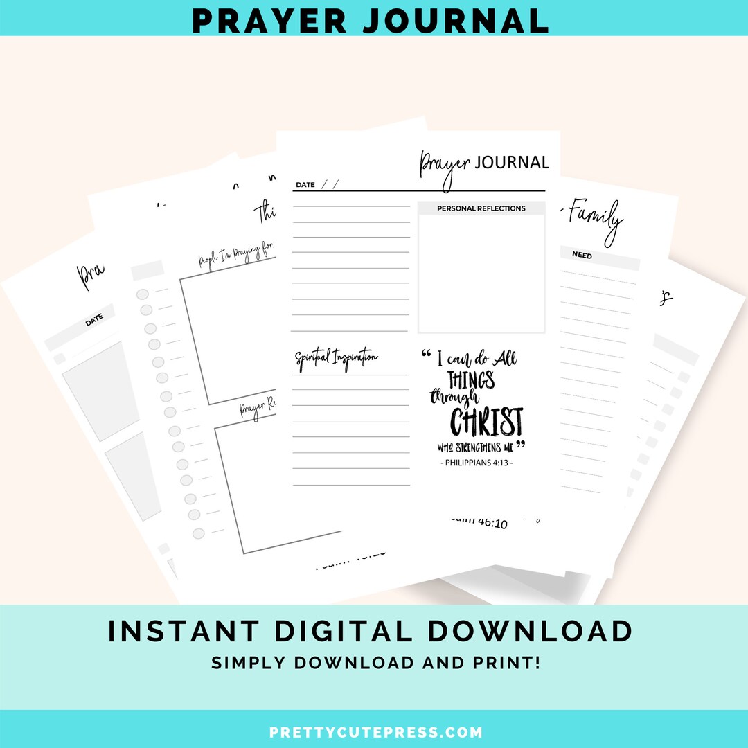 Prayer Journal Printable, Daily Prayers Notebook, Christian Prayer ...