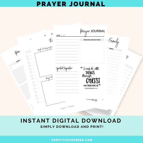 Prayer Journal Printable/ Christian Planner/ Bible Journaling - Etsy