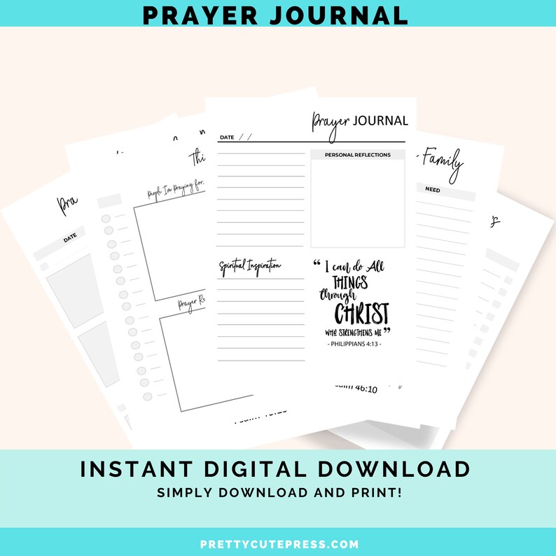 Prayer Journal Printable Daily Prayers Notebook Christian | Etsy