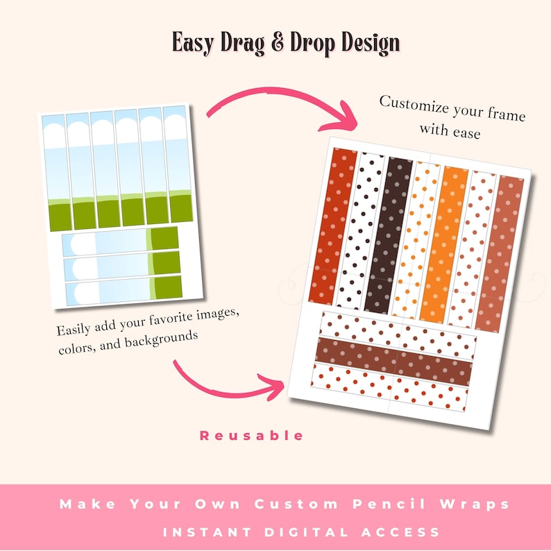 Pencil Wrap Template Canva Bundle - Editable Pencil Label Design for ...
