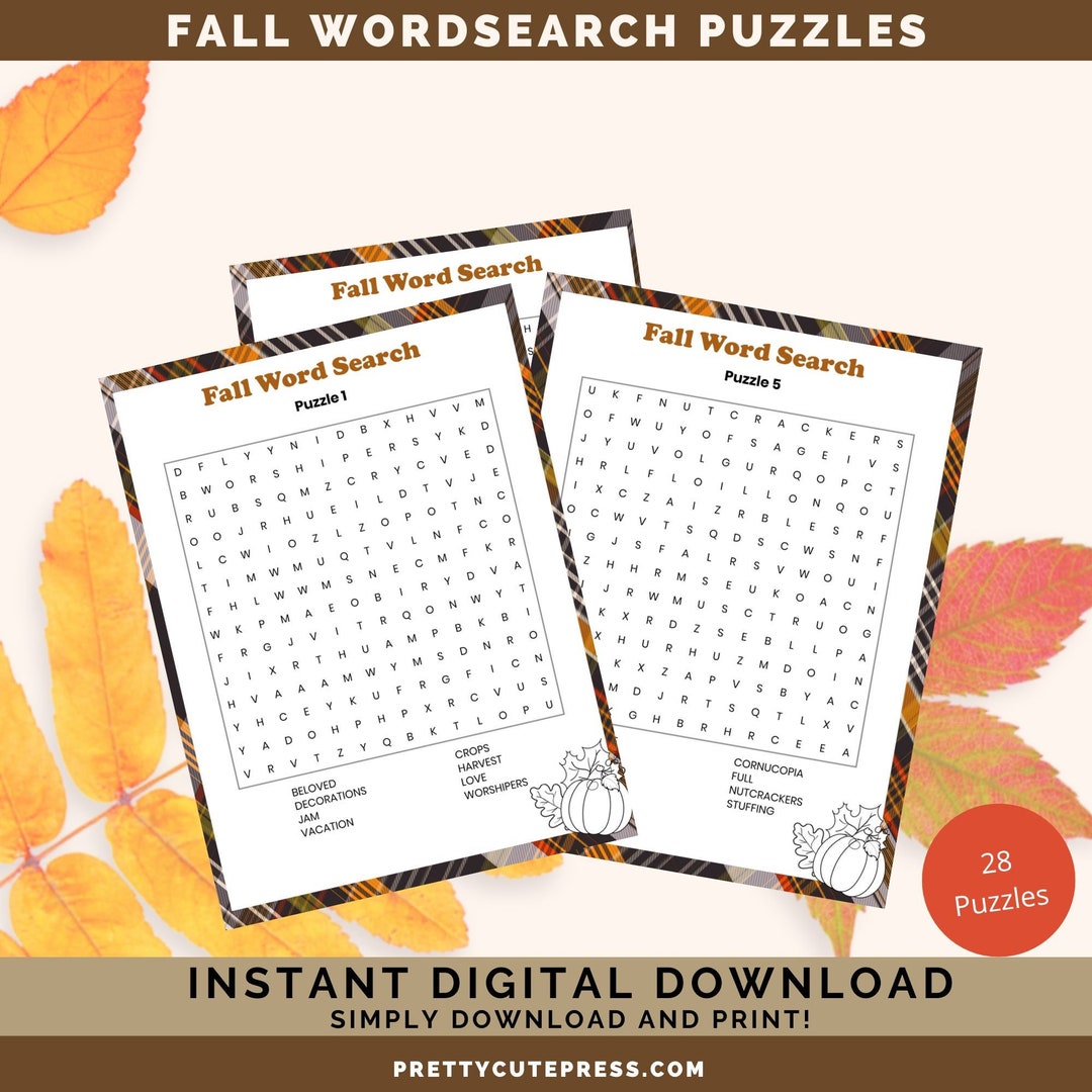 Thanksgiving Word Search, Printable Fall Search and Find Puzzle ...
