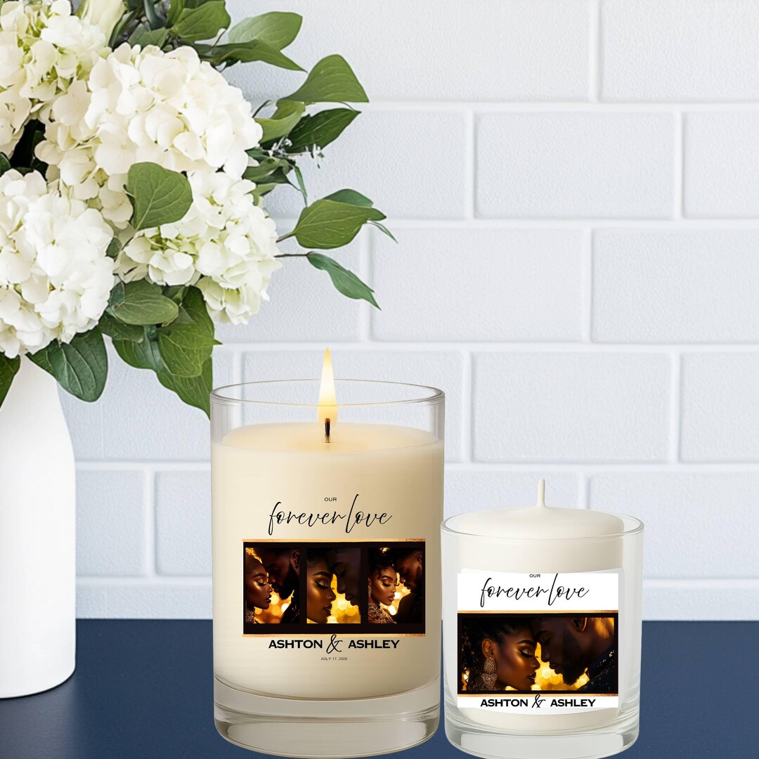 Wedding Candle Label Template | Canva Editable 3" Square Sticker for ...