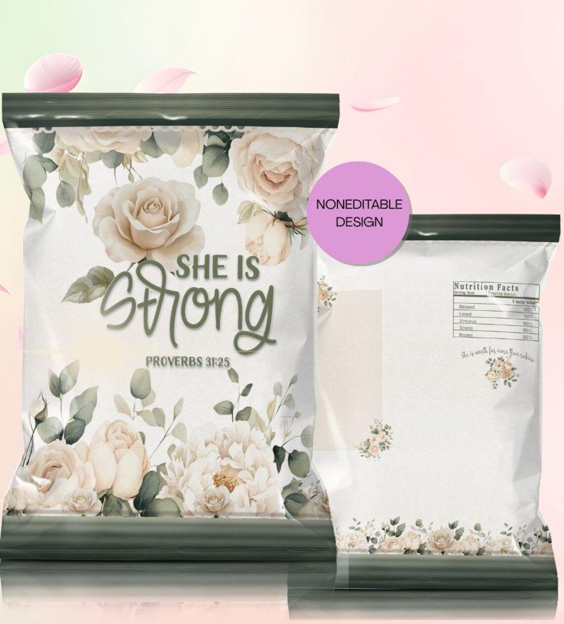 Proverbs 31:25 Chip Bag Wrapper, She is Strong Printable Favor ...