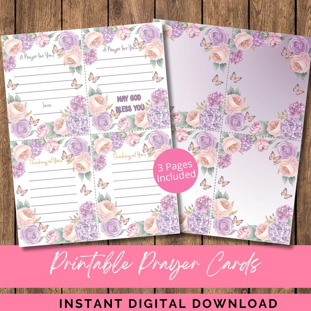 Floral Butterfly Printable Prayer Cards | Pastel Scripture Note Cards ...