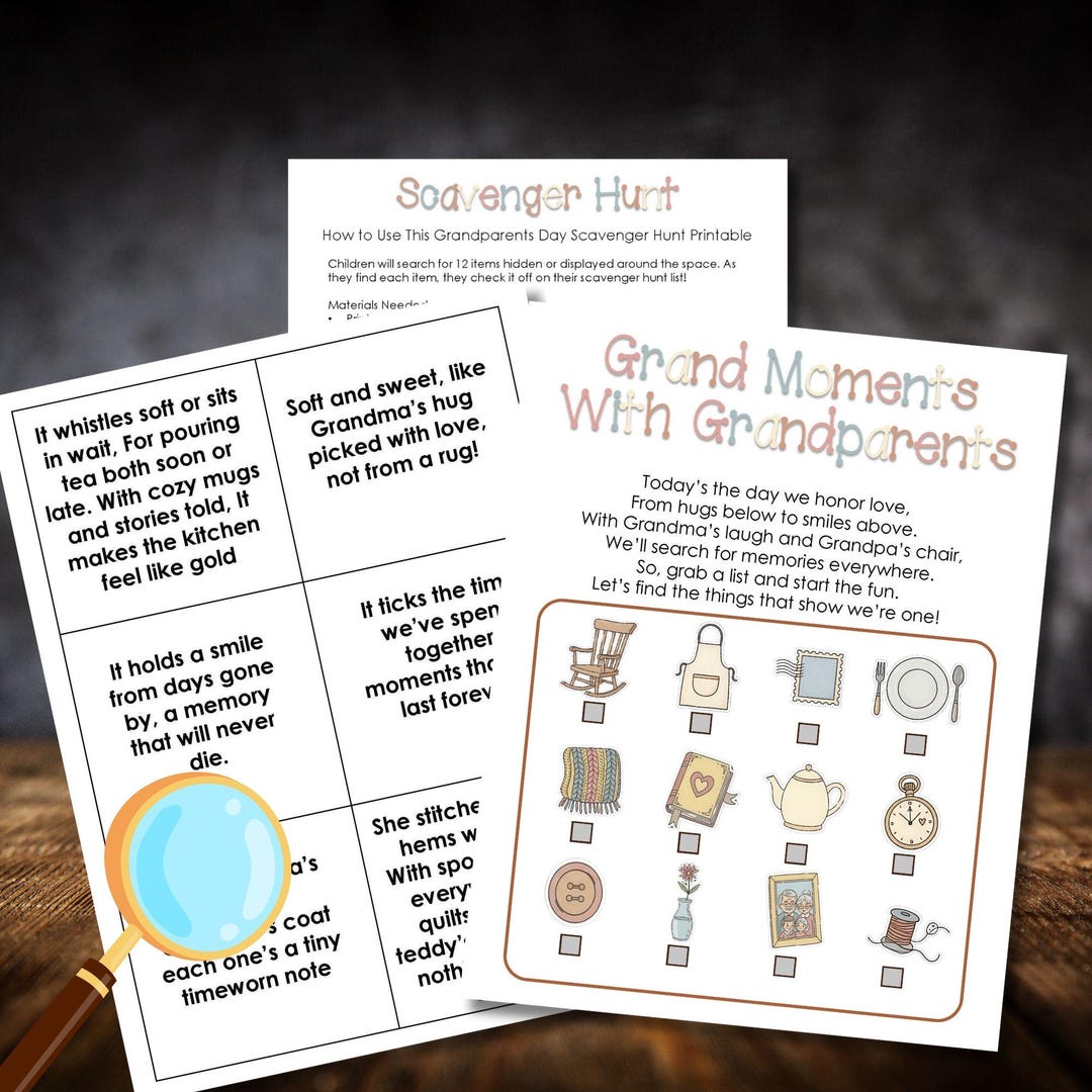 Grandparents Day Scavenger Hunt Printable Game | Interactive Family ...