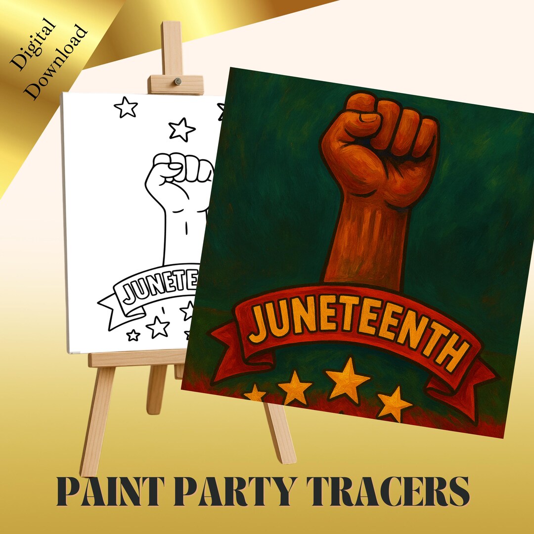 Juneteenth Paint Party Printable Tracer | Summer Paint Night for Kids ...