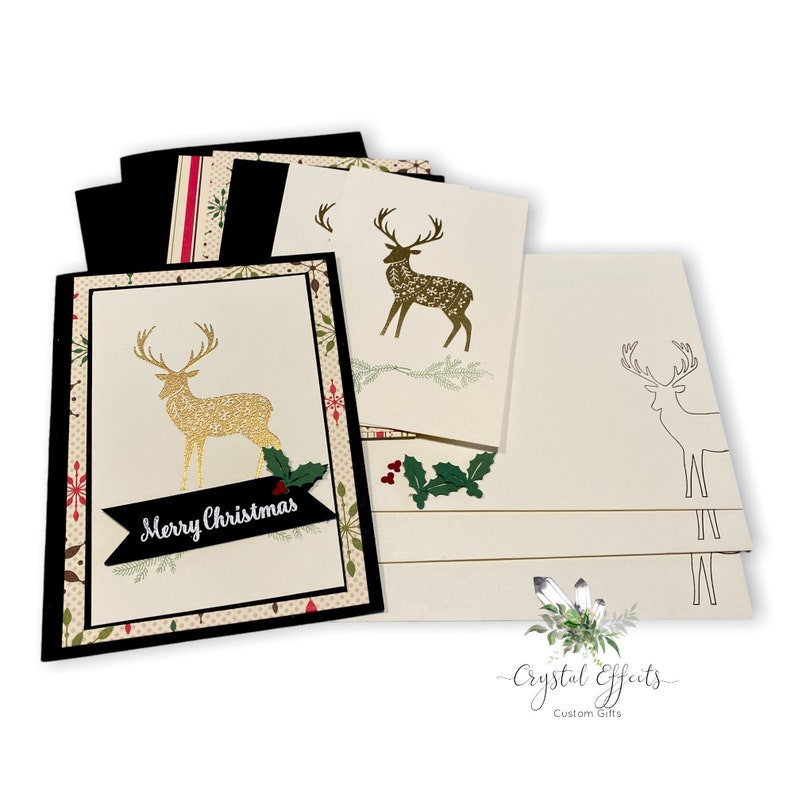 DIY Card Kit | Handmade Card Kit -4 | Gold Deer Buck | Stamped Card Kit ...