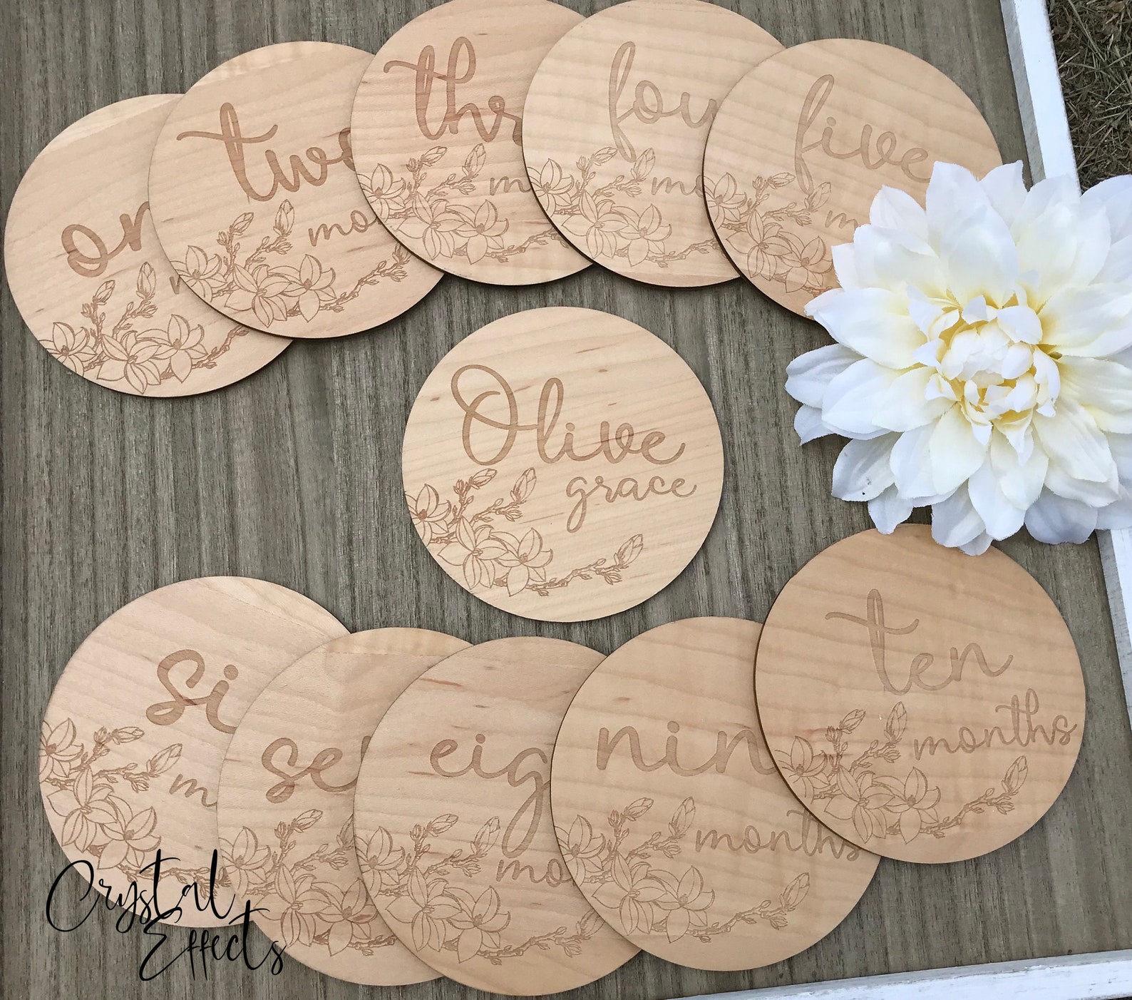 Baby Monthly Milestone Wood Cutouts Baby Shower Gift Monthly Photo Prop ...