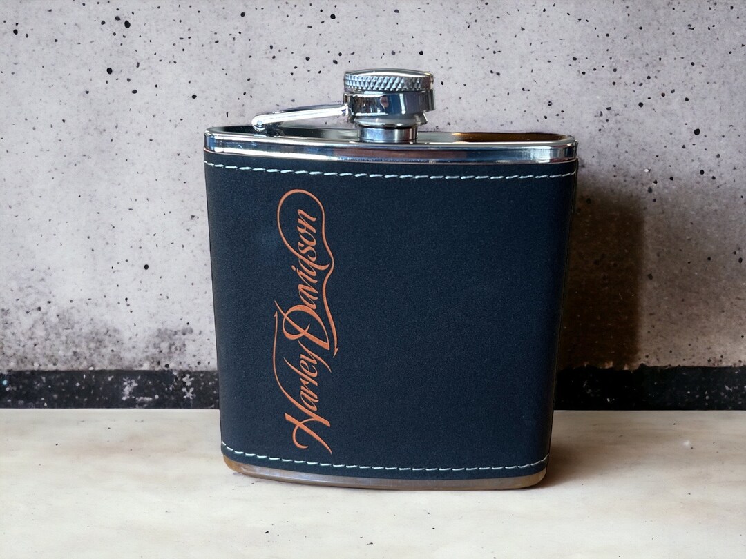 Custom Engraved Flask, Leather Flask, Harley Flask, Motorcycle Flask ...