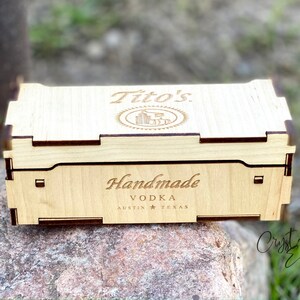 Wood Custom Tito's Shot Bottle Box GROOMSMEN GIFT, 21st Birthday Gift ...