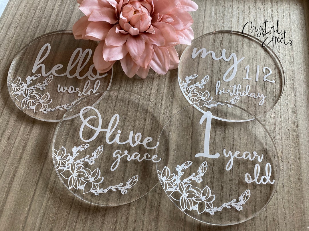 Baby Monthly Milestone Acrylic Cutouts - Baby Shower Gift - Monthly ...