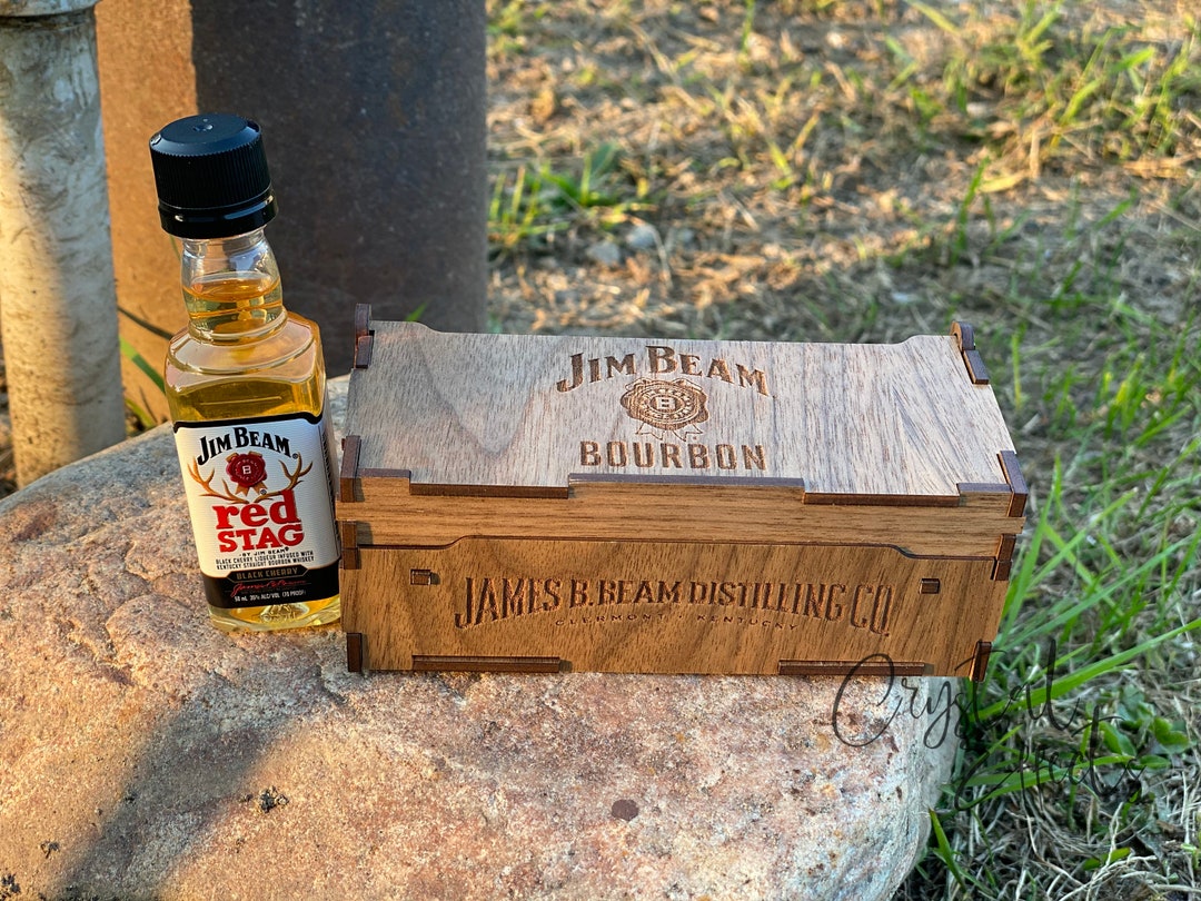 Wood Custom Jim Beam Shot Bottle Box GROOMSMEN GIFT, 21st Birthday Gift ...