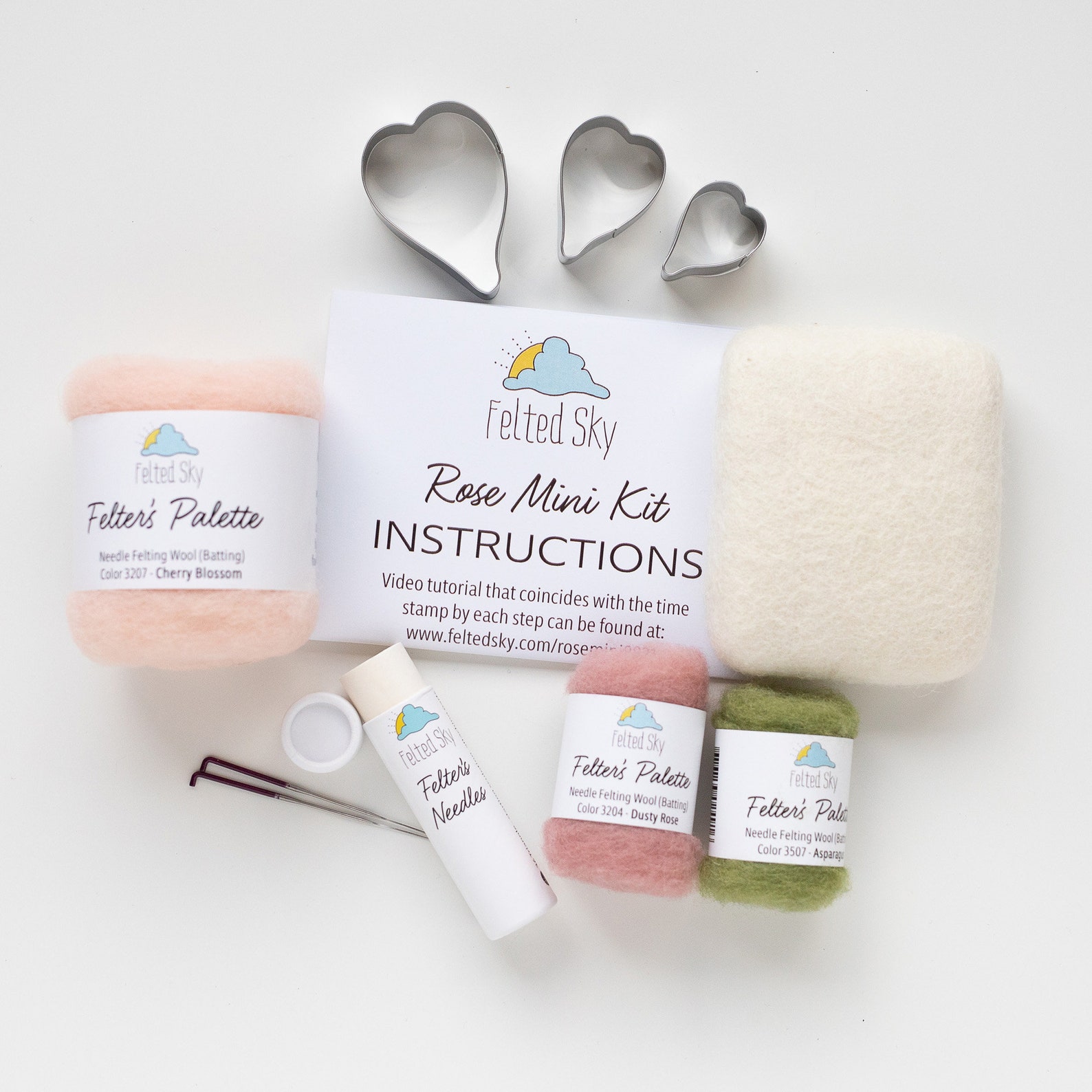 Pink Rose Mini Needle Felting Kit - Beginner Friendly With Video ...