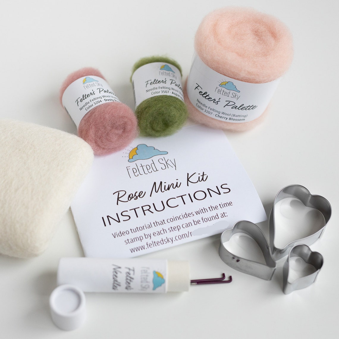 Pink Rose Mini Needle Felting Kit Beginner Friendly With - Etsy