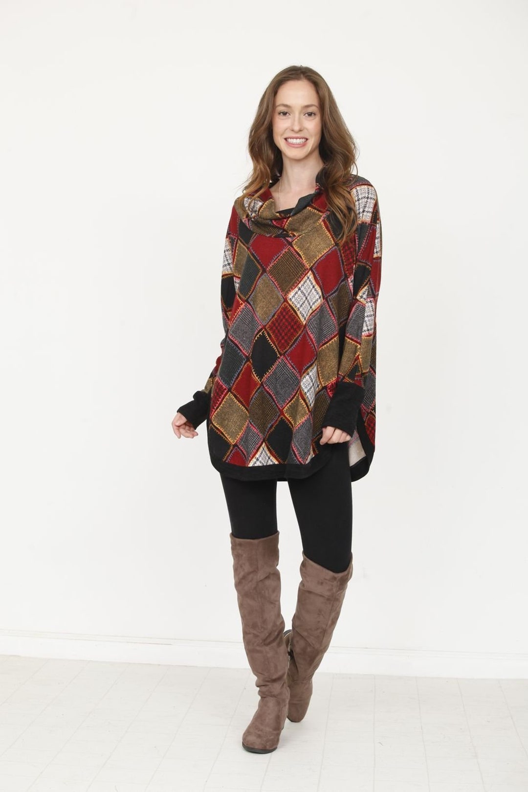 Checkered Cape Style Tunic - Etsy