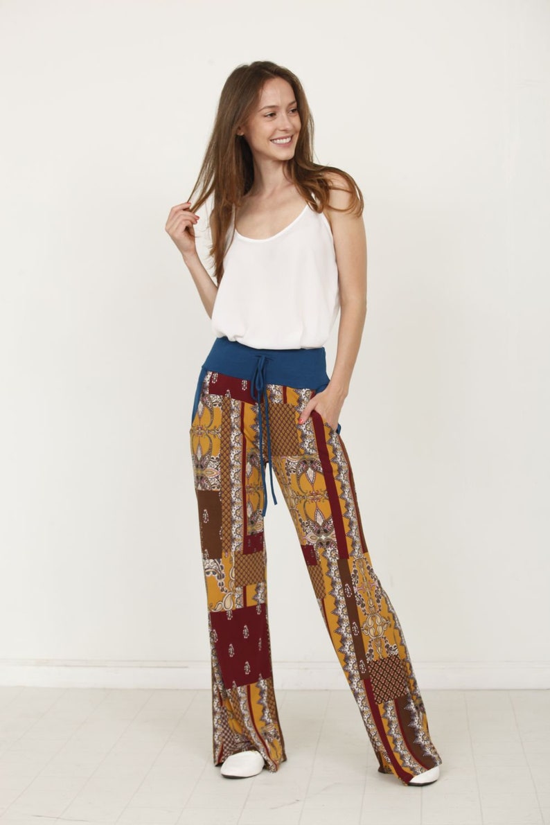 Quilted Patterned Wide Leg Pants - Etsy New Zealand