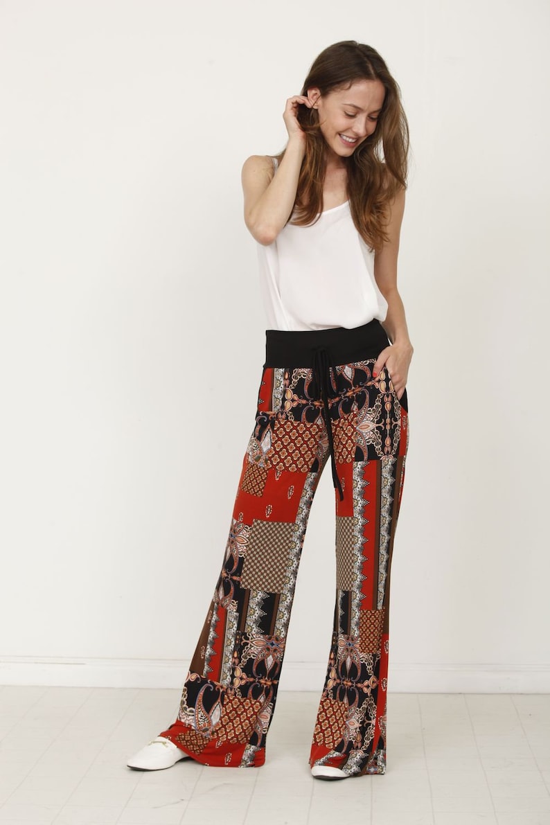 Quilted Patterned Wide Leg Pants - Etsy New Zealand