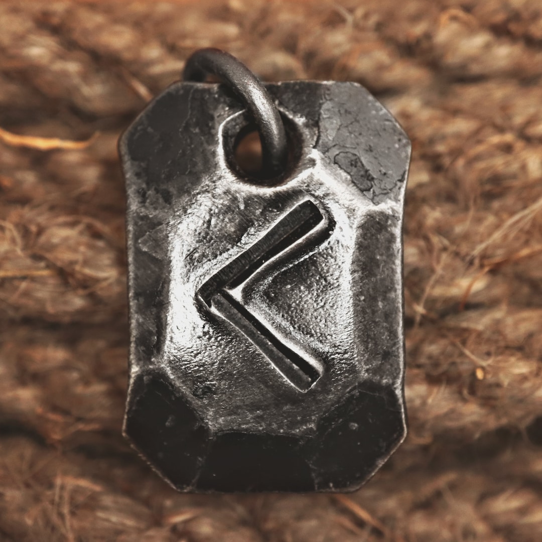 KENAZ Forged Rune Pendant FUTHARK Necklace Charm Viking Norse Jewellery ...