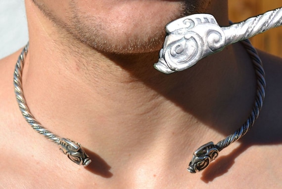 COLLACH Celtic Boar Sterling SILVER TORQUES Torc Necklace Pagan Jewelry Jewellery Scottish Pictish Picts Torque Etsy