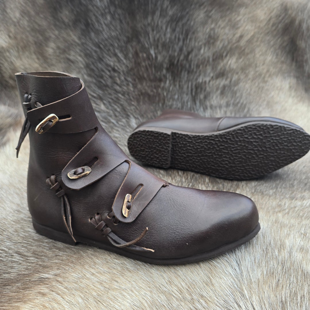 BORG, Viking Leather Shoes Norse Shoes Living History Handmade Czech Re ...