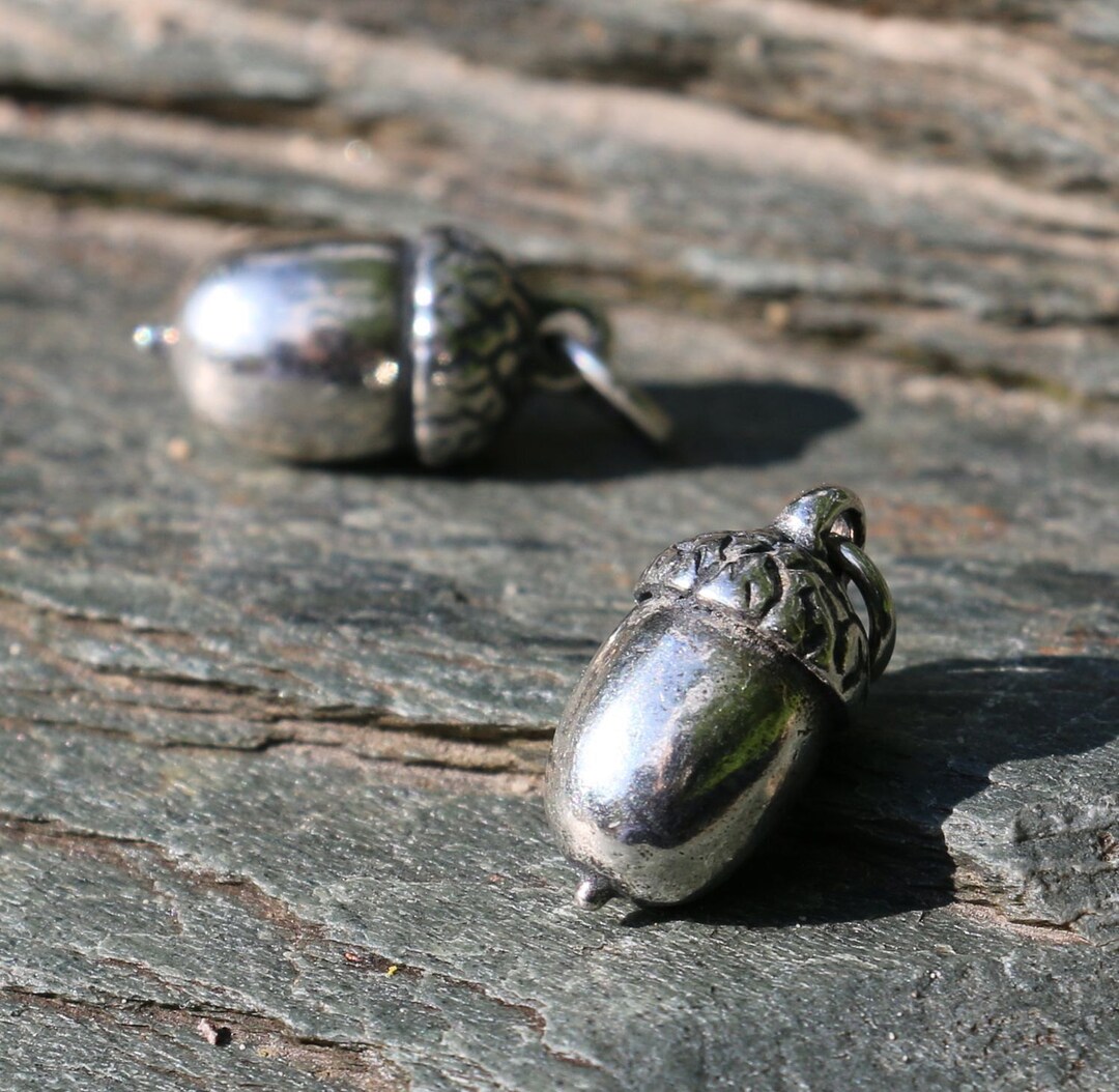 ACORN Sterling Silver PENDANT Oak Tree Leaves Pagan Celtic Druid Druids ...
