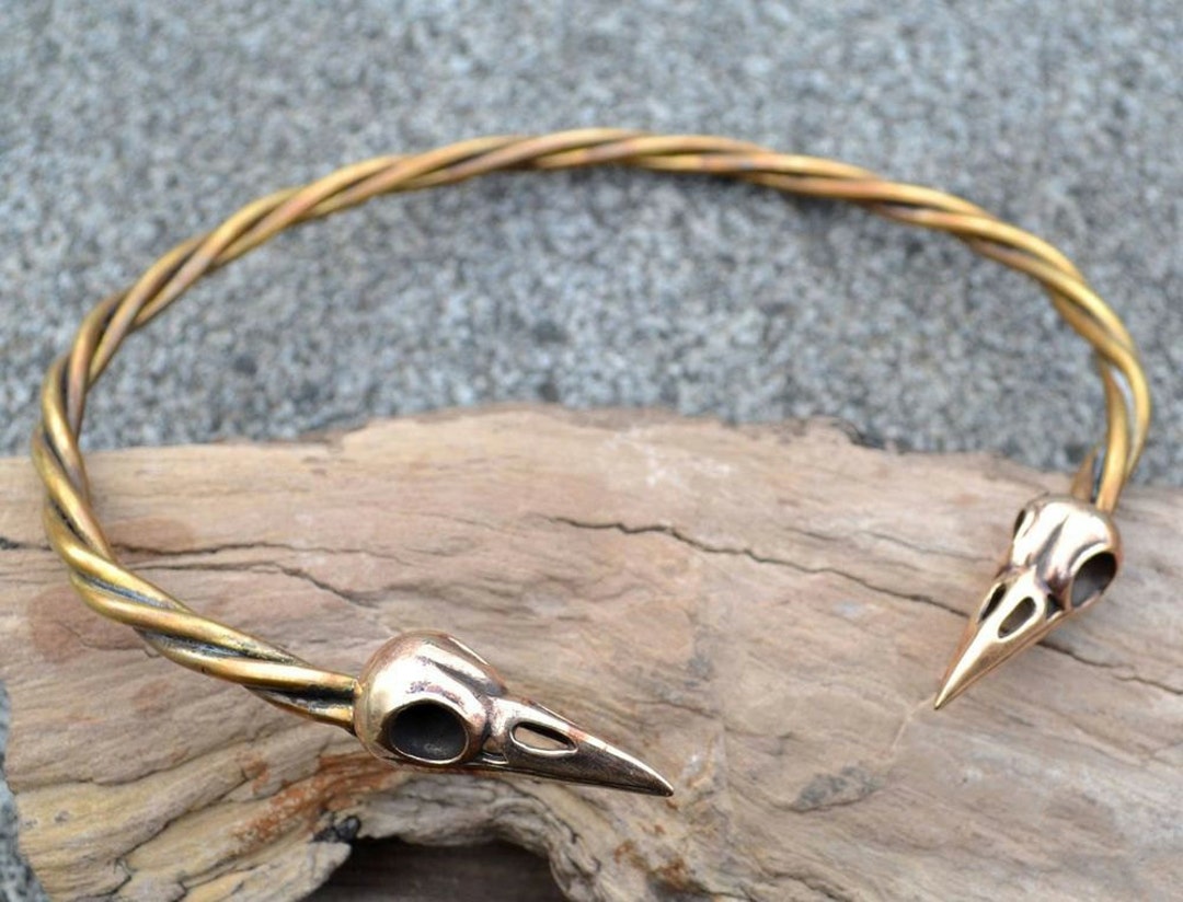 Raven Crow SKULL TORQUES Bronze Torc Torq Animal Bird Rock Heavy Metal ...