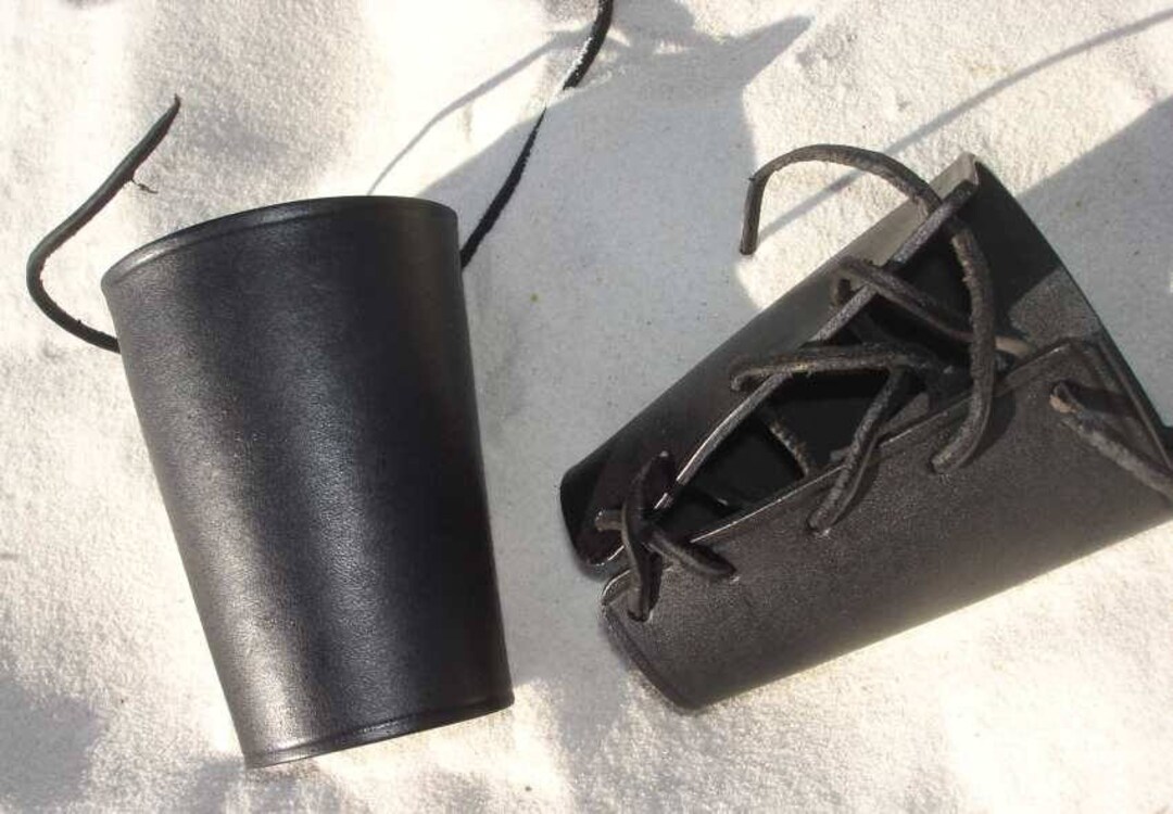 BLACK LEATHER BRACERS - Pair Cuff Bracelet Larp Sca Goth Folk Rock ...