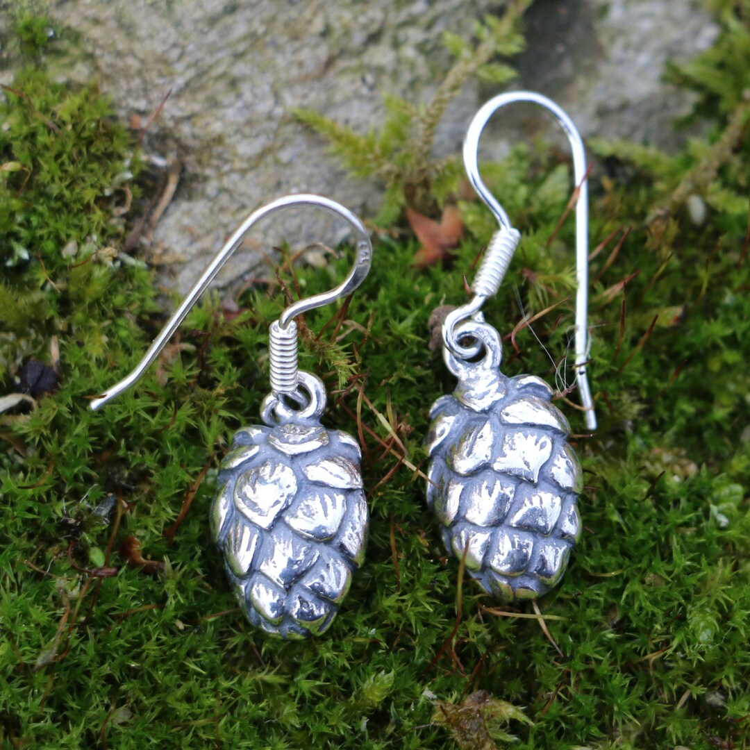 HOPS - Hop Cone, Silver Earrings Beer Necklace Charm Jewel Beers ...
