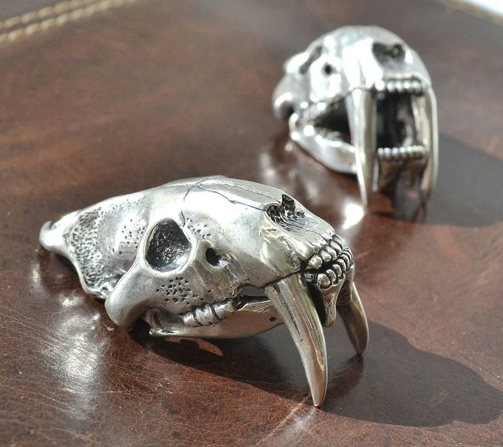 Sabertooth Tiger Silver Pendant Smilodon Cat Necklace Solid - Etsy