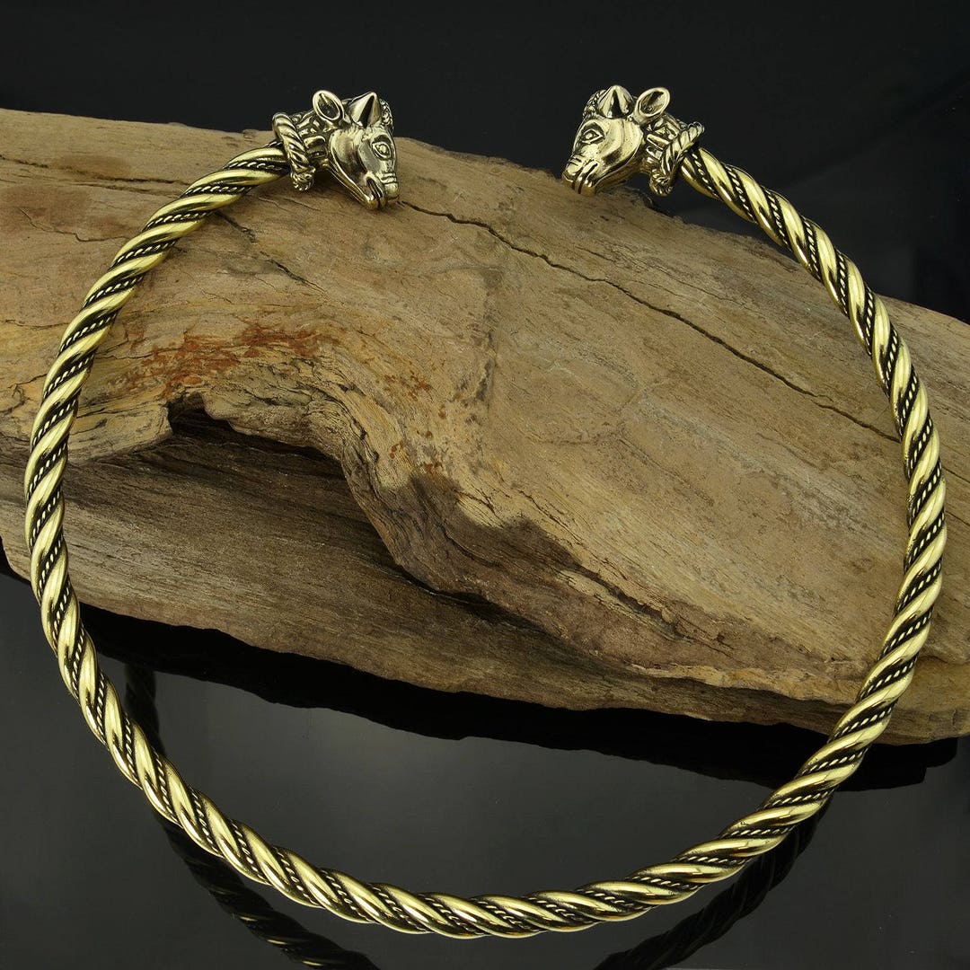 BULL Head Brass CELTIC TORC Torques Jewellery Jewelry Celts Iron Age ...