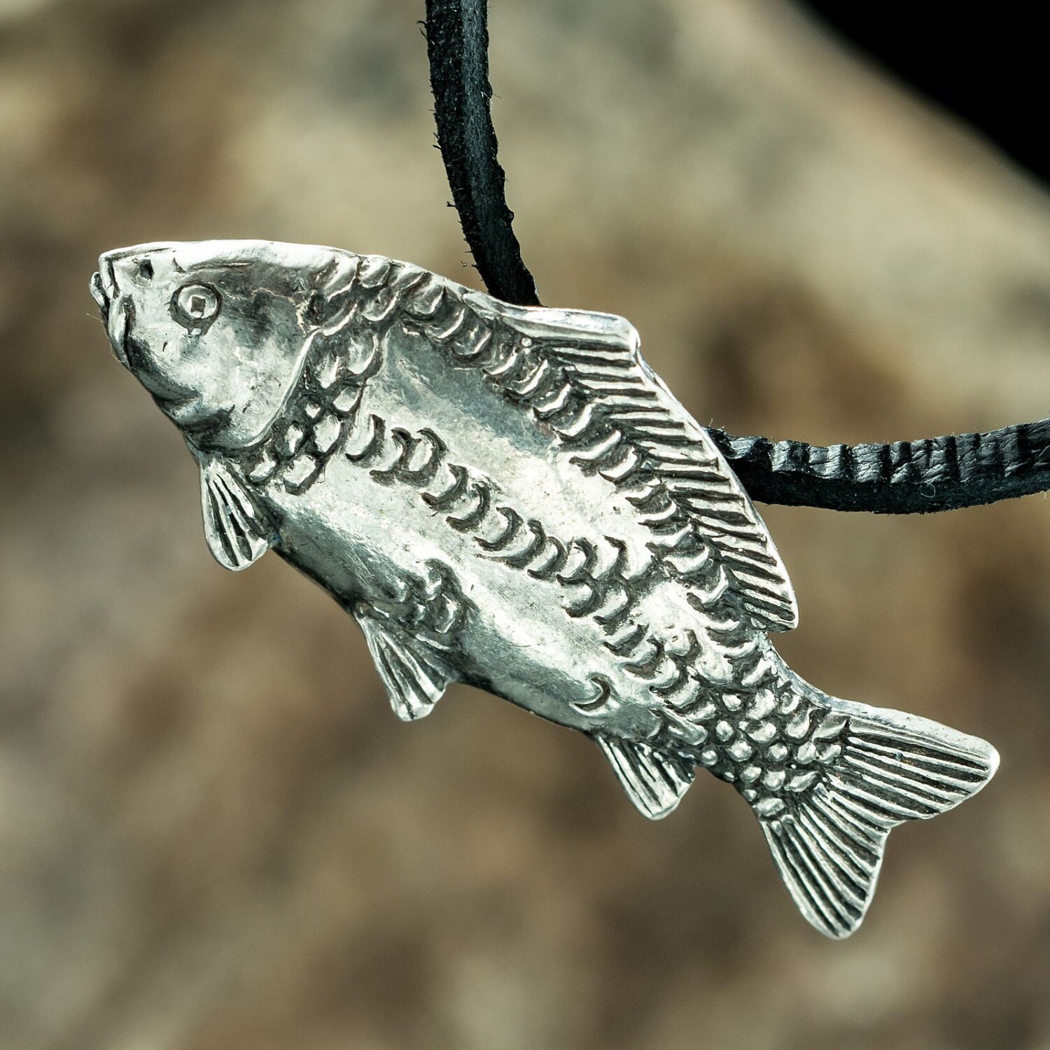 CARP Sterling SILVER Pendant Necklace Ag Fish Fishing Jewelry | Etsy
