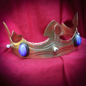 ROYAL CROWN With Blue Czech Glass Tiara Gothic Medieval Princess Prince ...
